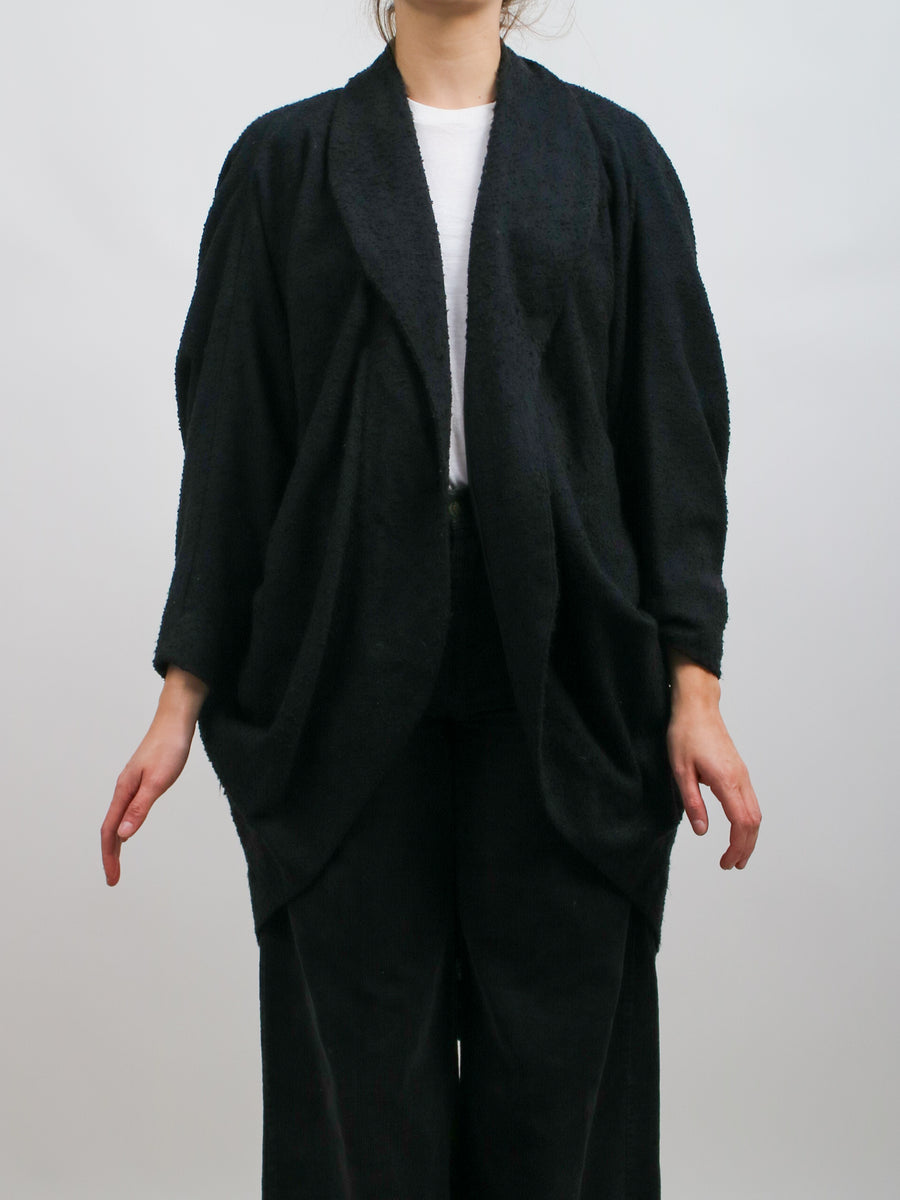 1960s Does Black Boucle Wool Batwing Overcoat – Erin Templeton